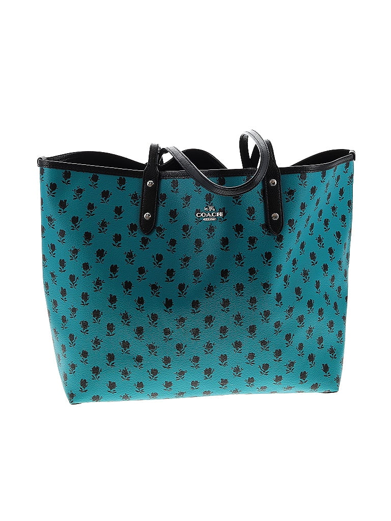 Coach 100% Leather Polka Dots Teal Blue Leather Tote One Size - 74% off ...