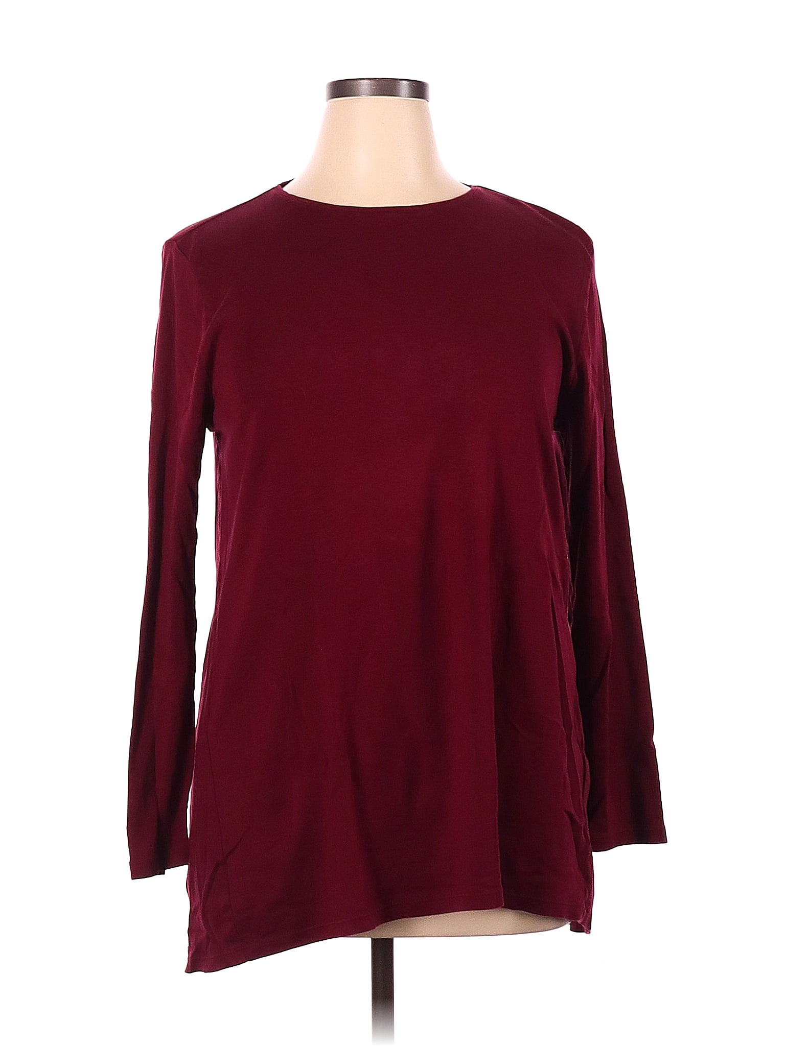 J Jill 100 Cotton Solid Maroon Burgundy Long Sleeve T Shirt Size Xl