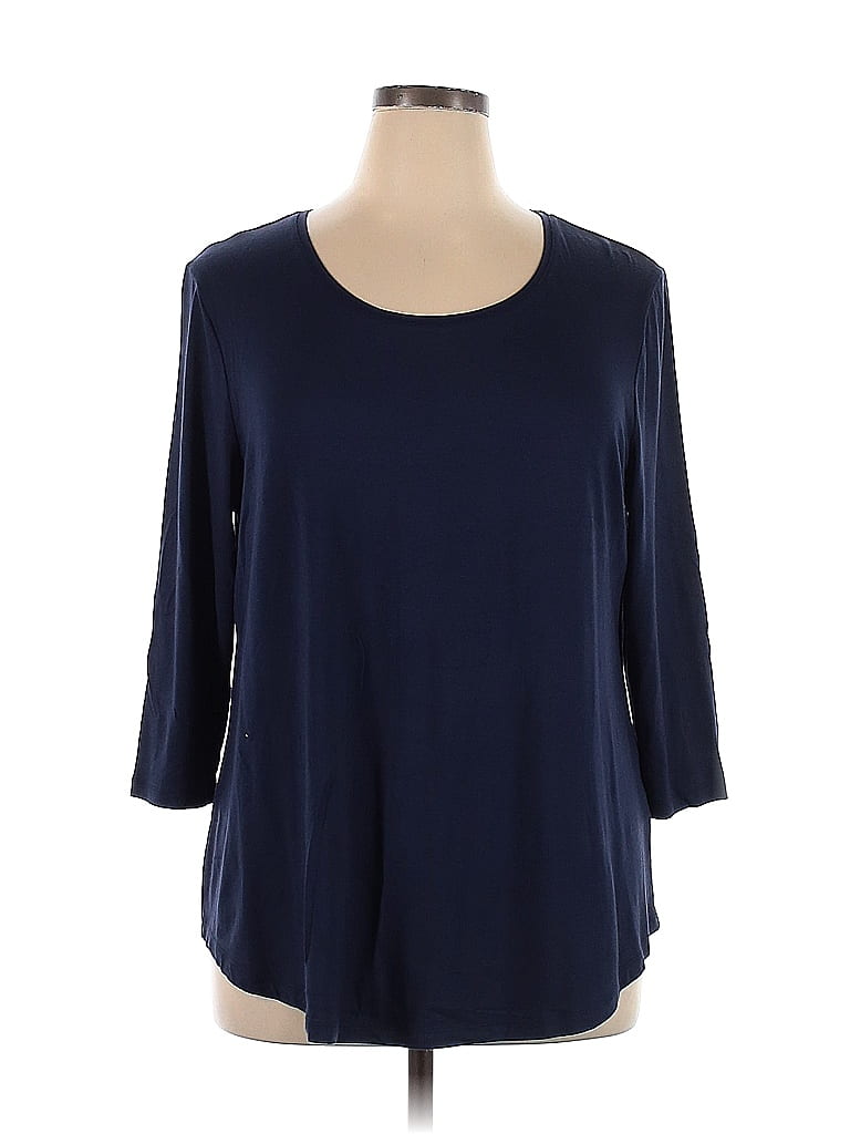 JM Collection Solid Navy Blue Long Sleeve T-Shirt Size XL - 52% off ...
