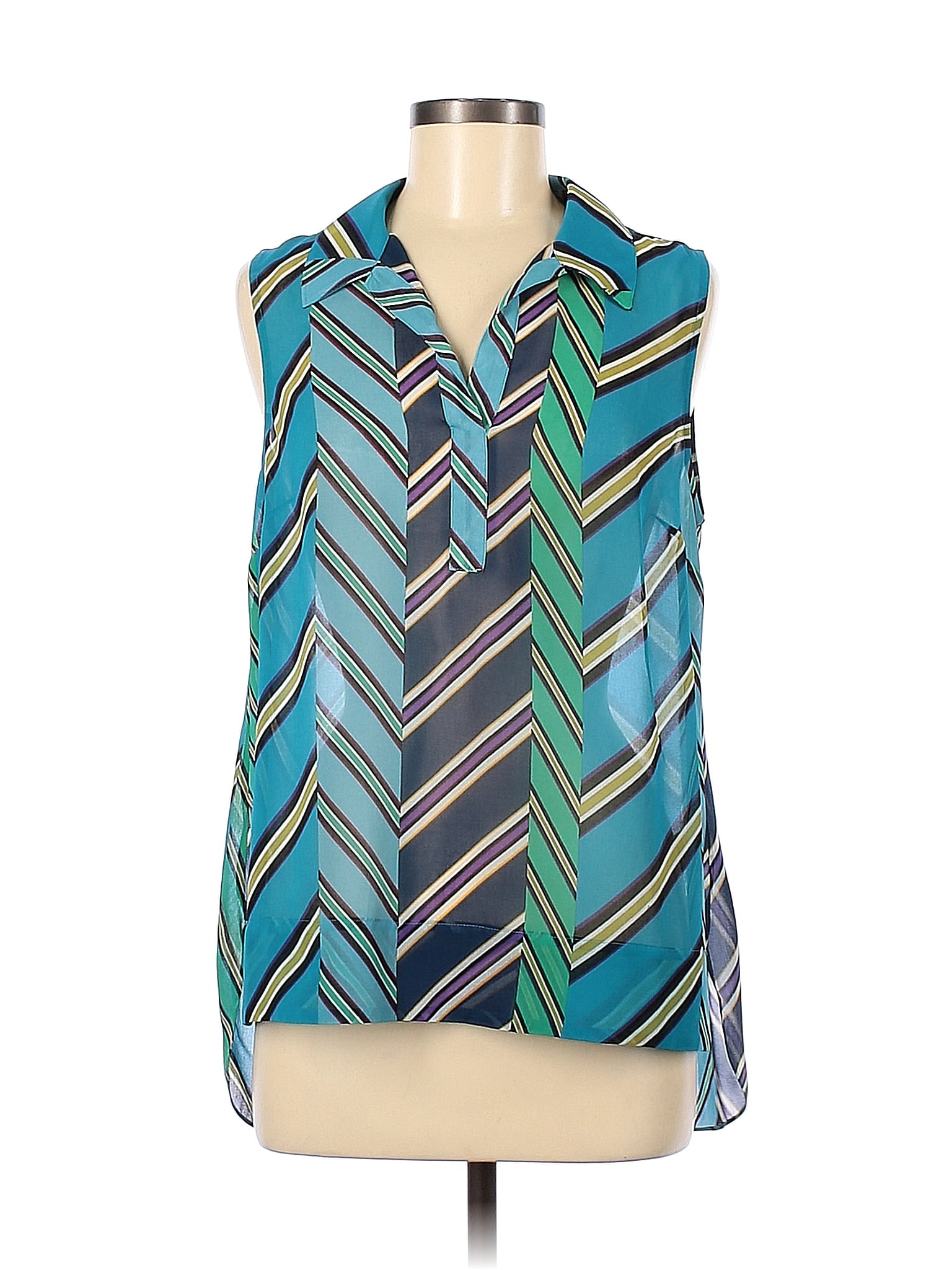 Cabi 100 Polyester Blue Sleeveless Blouse Size M 73 Off Thredup