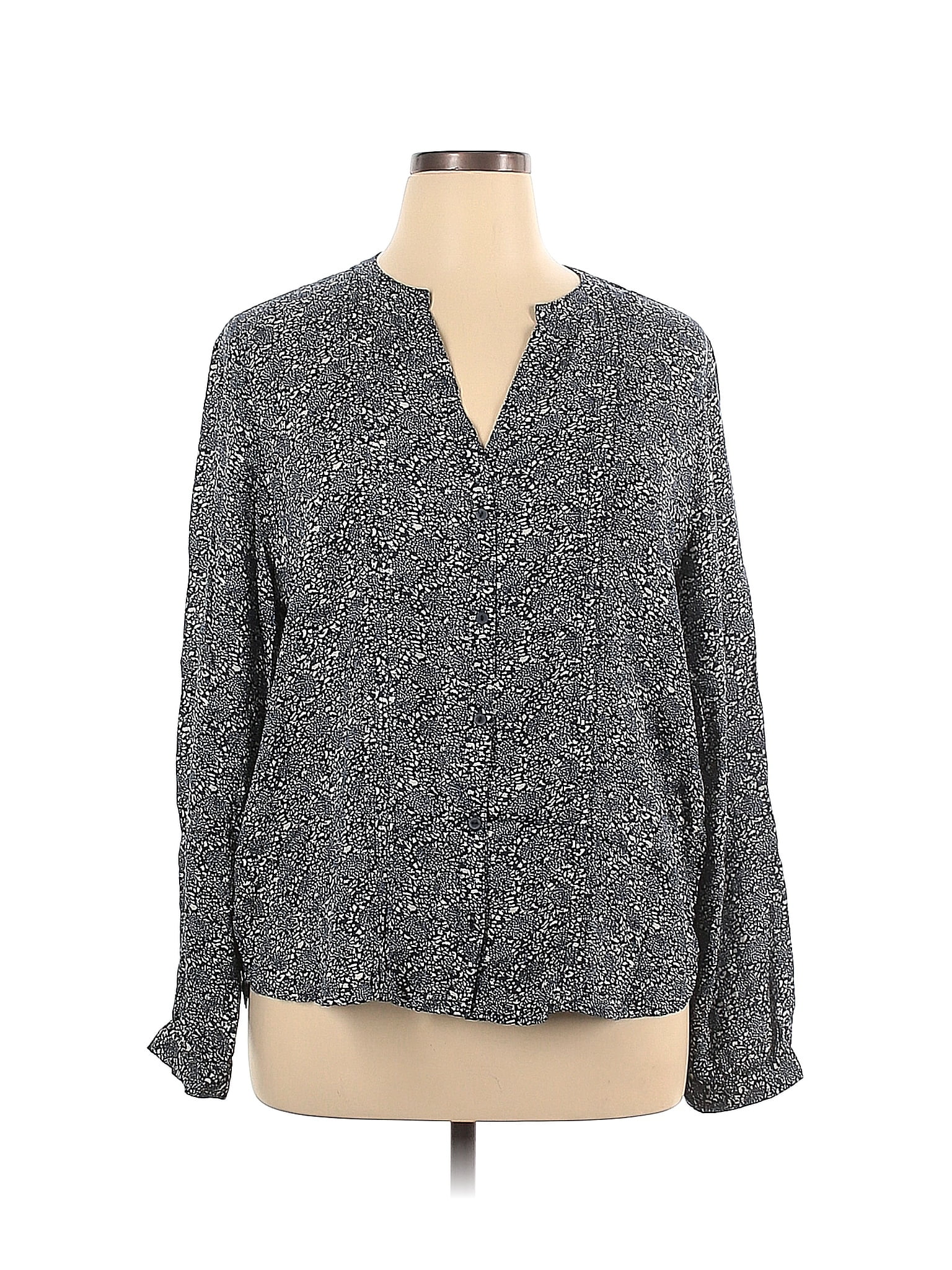 Treasure And Bond 100 Rayon Black Long Sleeve Blouse Size Xl 85 Off