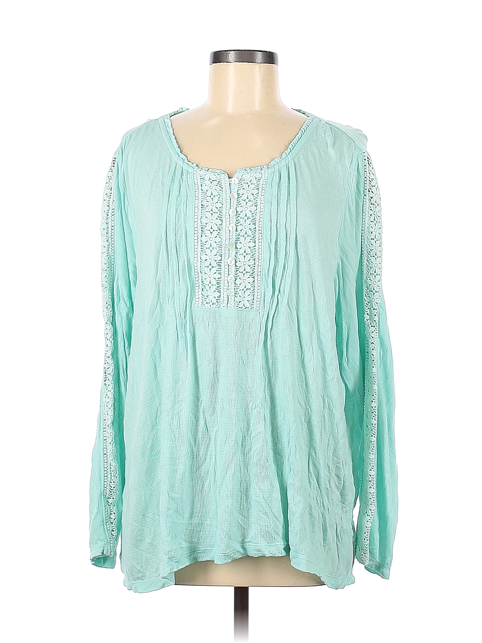 Soft Surroundings Teal Long Sleeve Top Size M 75 Off Thredup