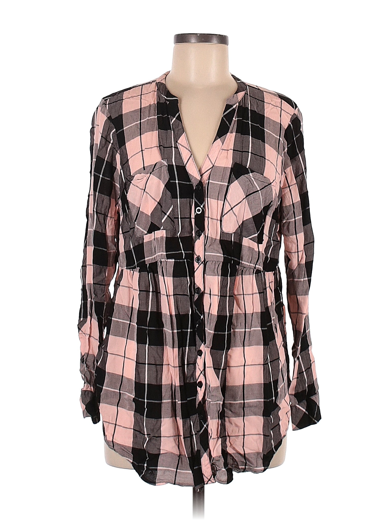 Torrid 100% Rayon Pink Long Sleeve Button-Down Shirt Size Med Plus (00) (Plus) - 75% off | thredUP