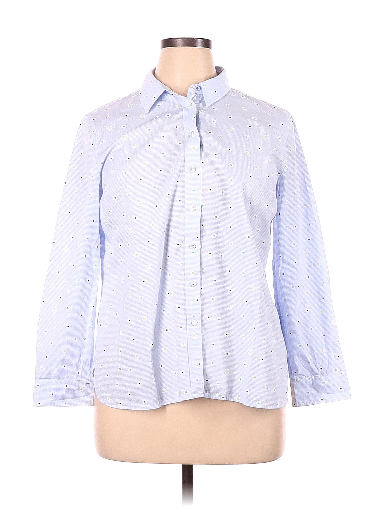 Talbots 100% Cotton Blue Long Sleeve Button-Down Shirt Size XL (Petite) - 79% off | thredUP