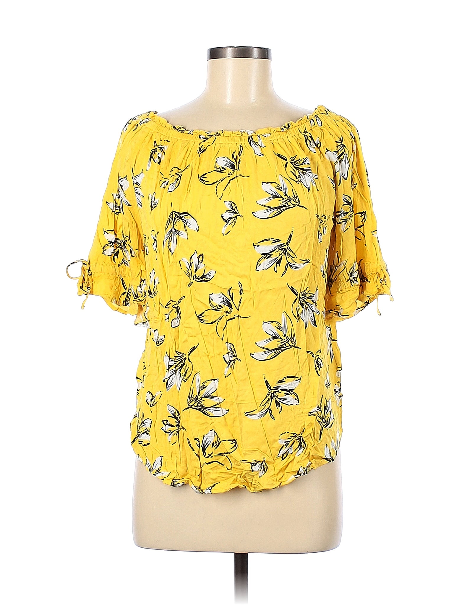 Tribal Yellow Short Sleeve Blouse Size M 75 Off Thredup