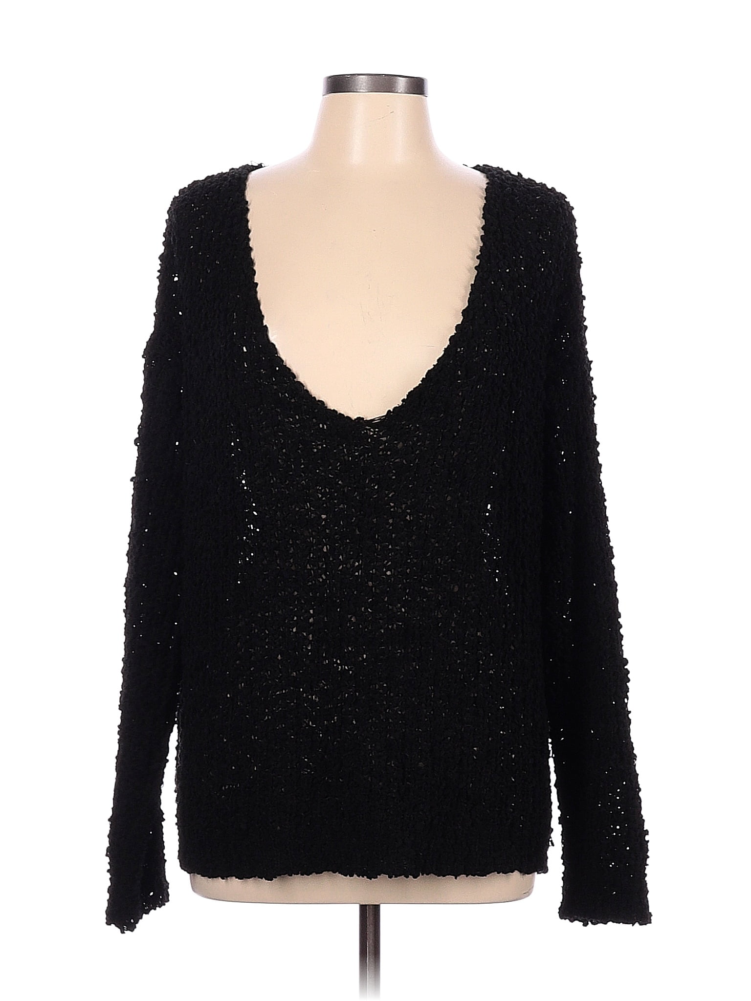 Shein 100% Polyester Black Pullover Sweater Size L - 56% off | thredUP
