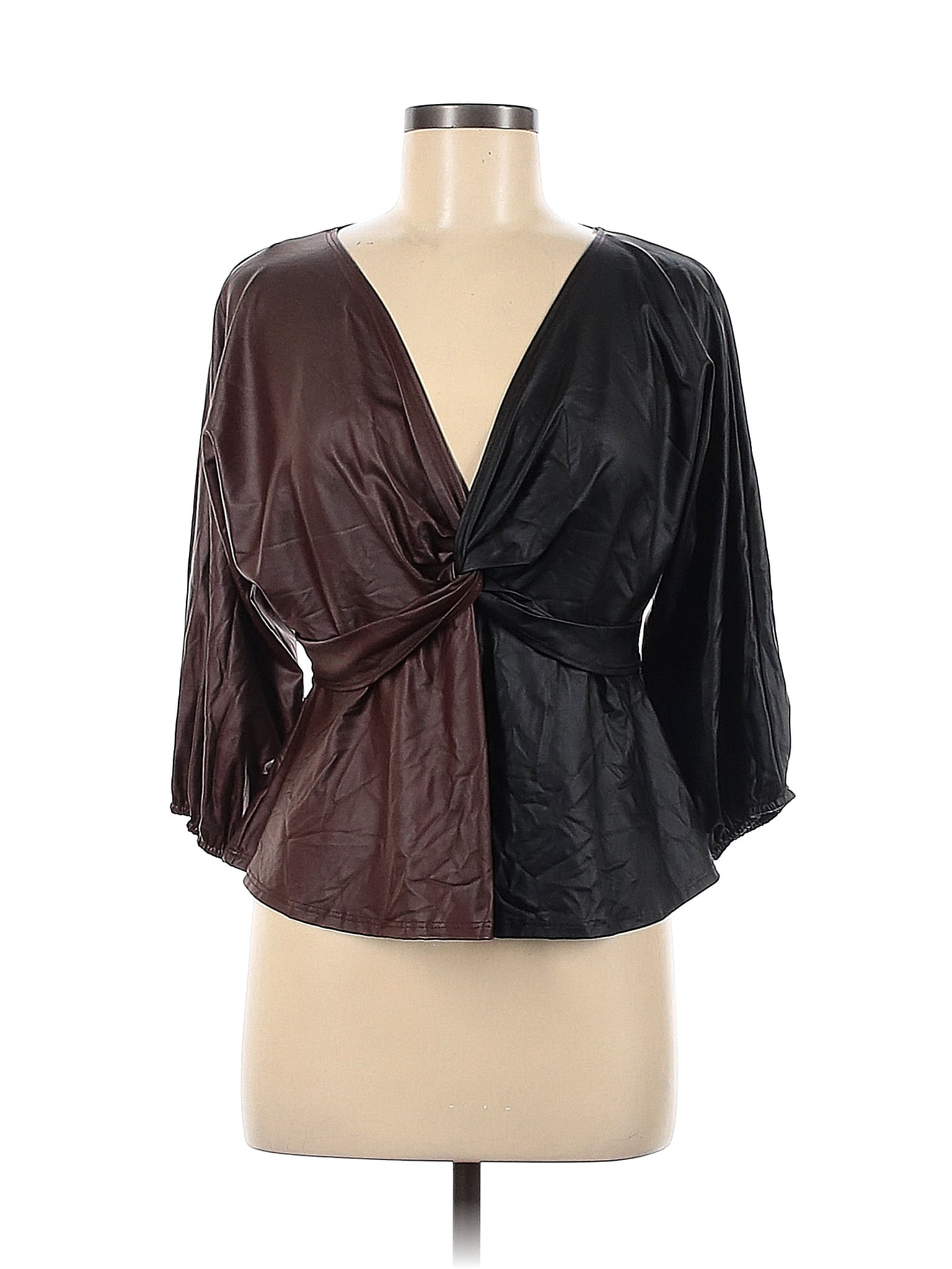 Entro Burgundy Faux Leather Top Size M - 60% off | thredUP
