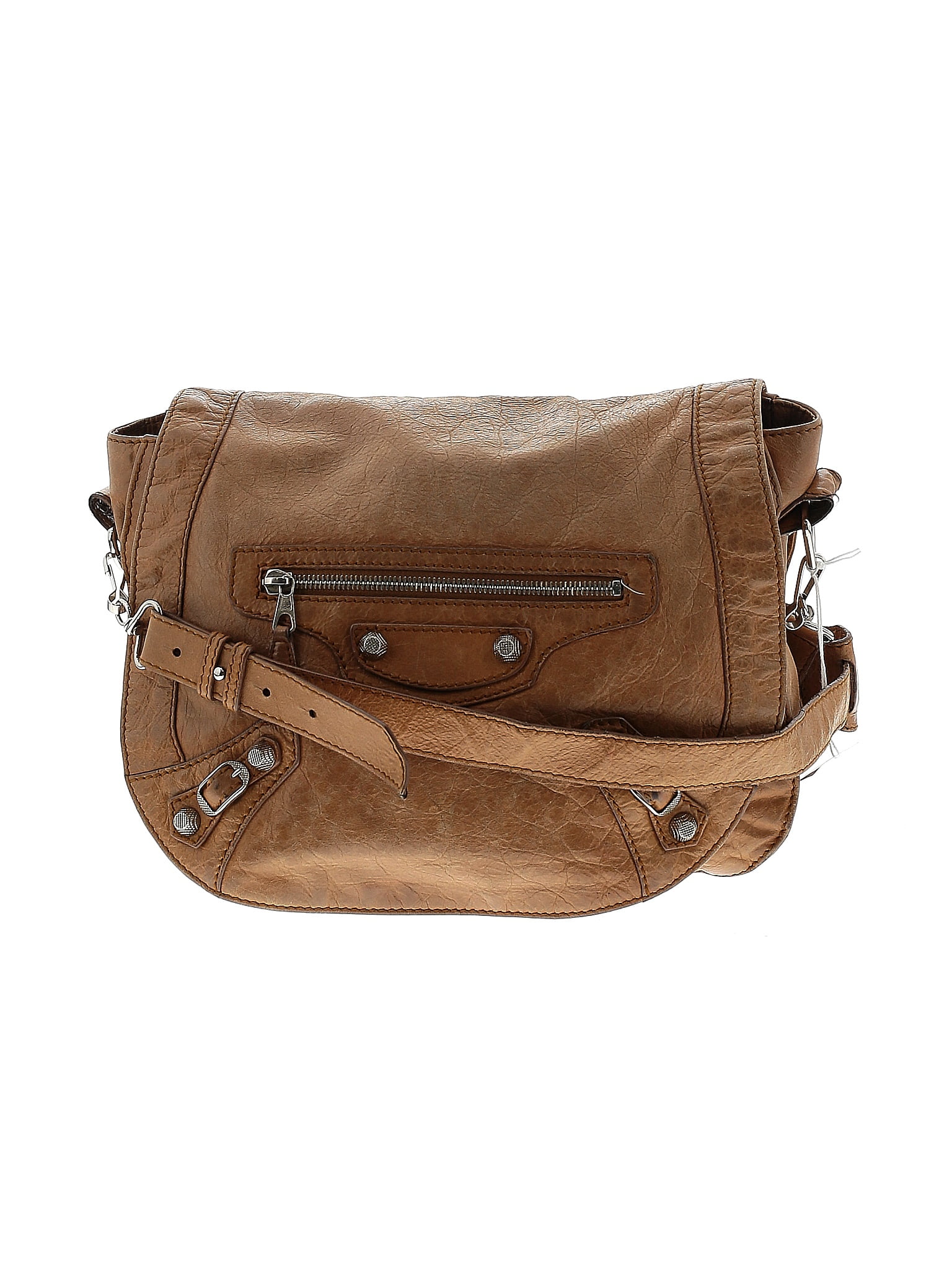 Balenciaga 100% Calf Leather Tan Motocross Folk Messenger Bag One Size - 51% off | thredUP