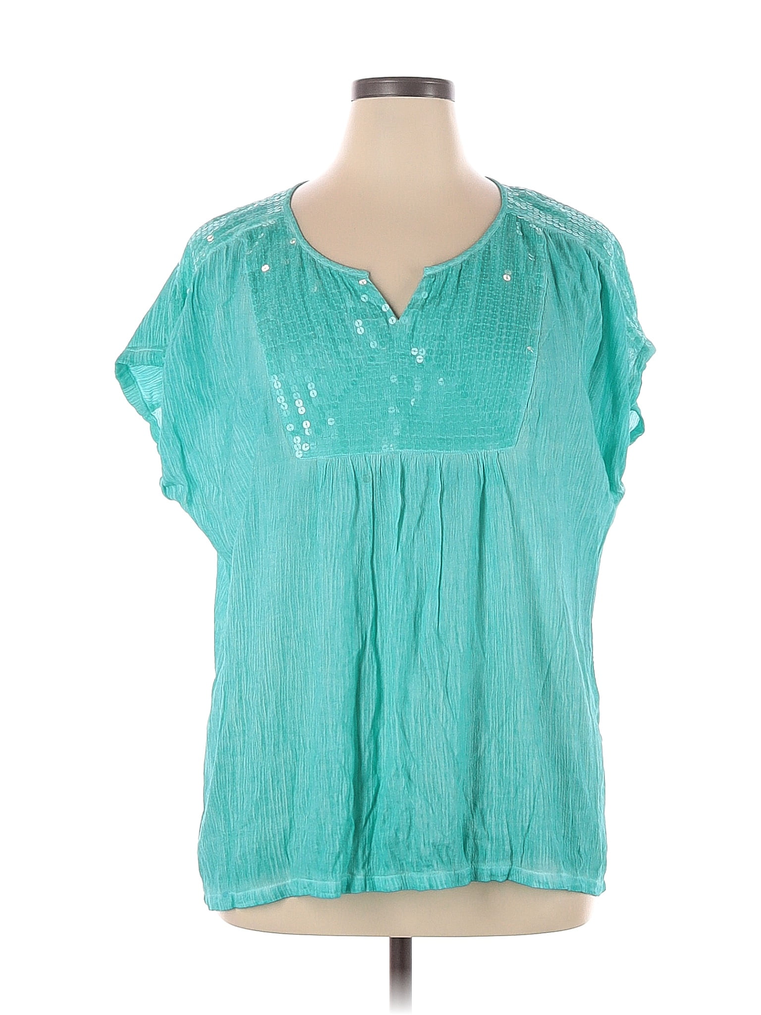 Styleandco Blue Short Sleeve Blouse Size Xl 57 Off Thredup