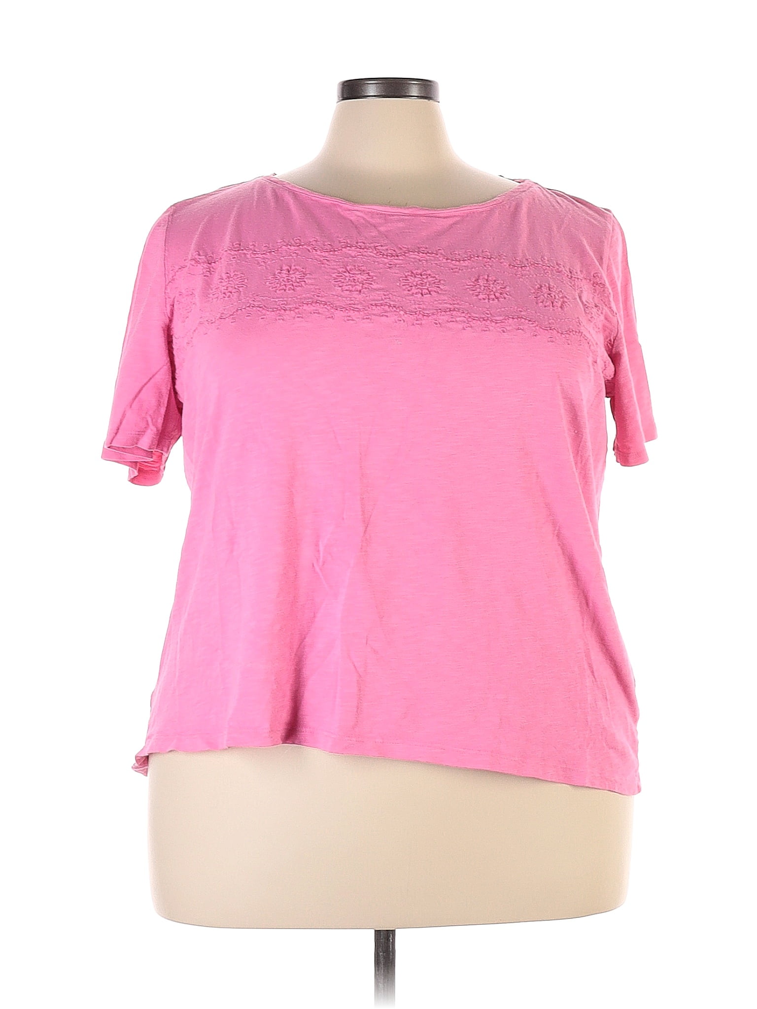 A New Day 100 Cotton Pink Short Sleeve Top Size 3x Plus 50 Off