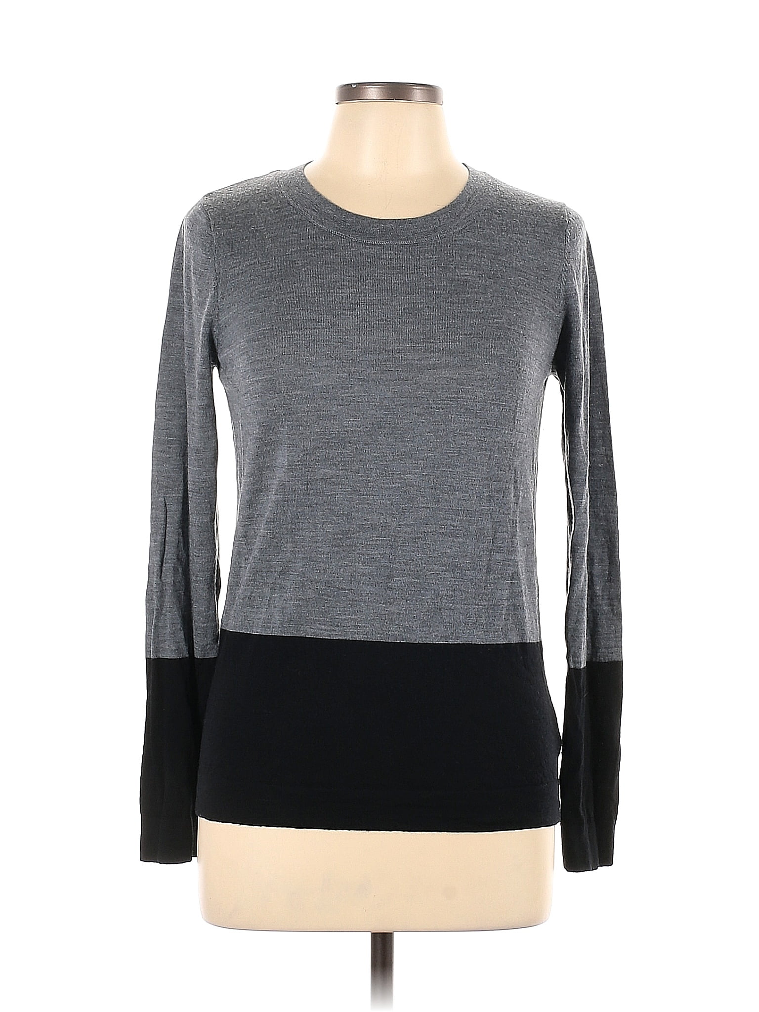 Tahari 100% Merino Extra Fine Wool Gray Wool Pullover Sweater Size L ...