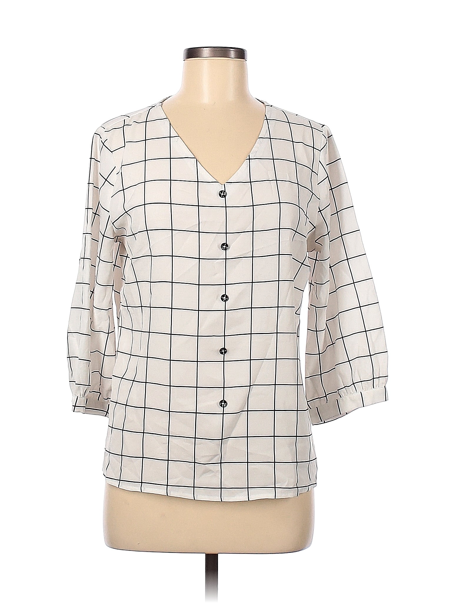 Allegra K 100 Polyester Ivory Long Sleeve Blouse Size M 46 Off