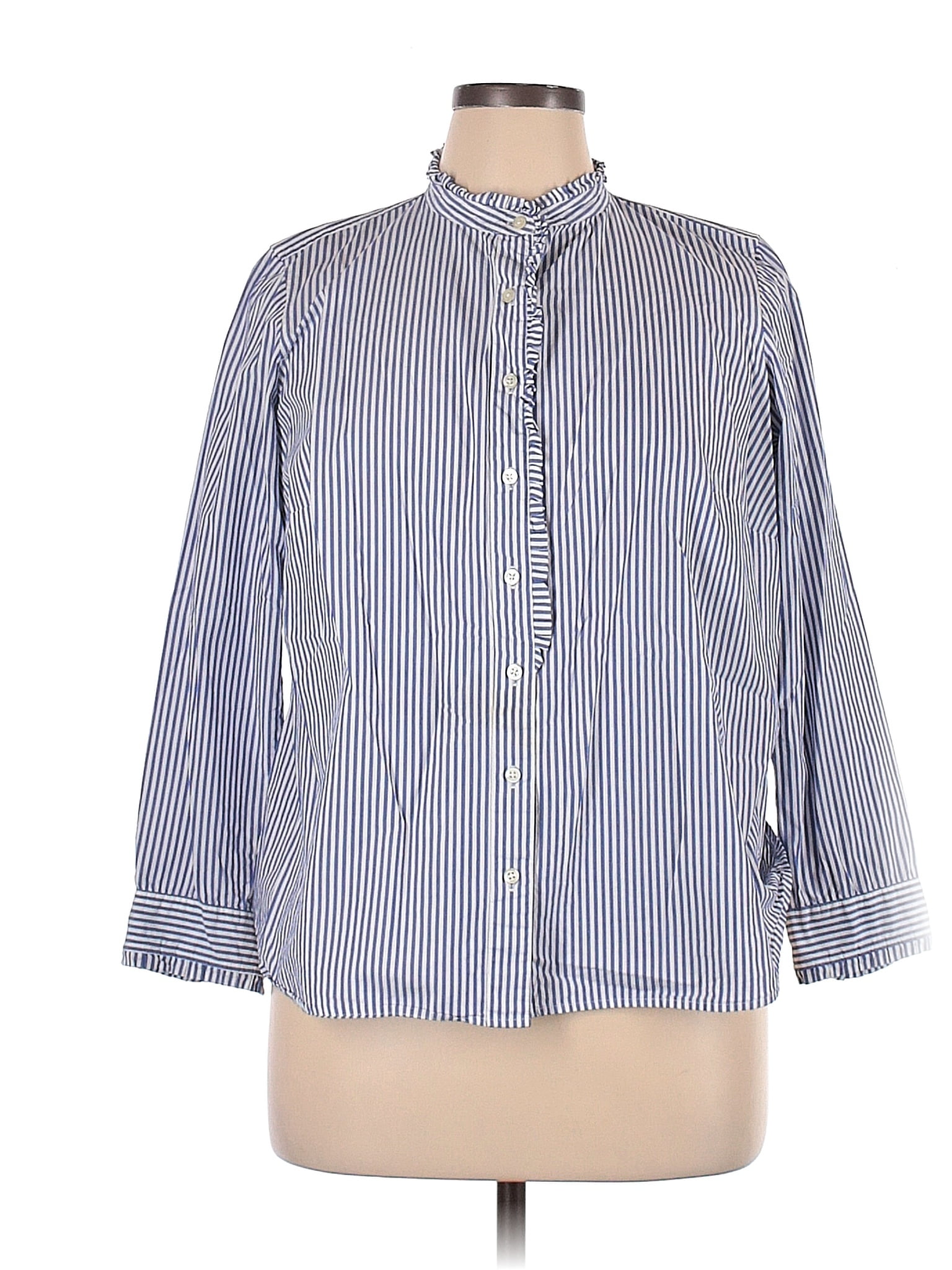 Talbots 100% Cotton Blue Long Sleeve Button-Down Shirt Size 1X (Plus) - 72% off | thredUP