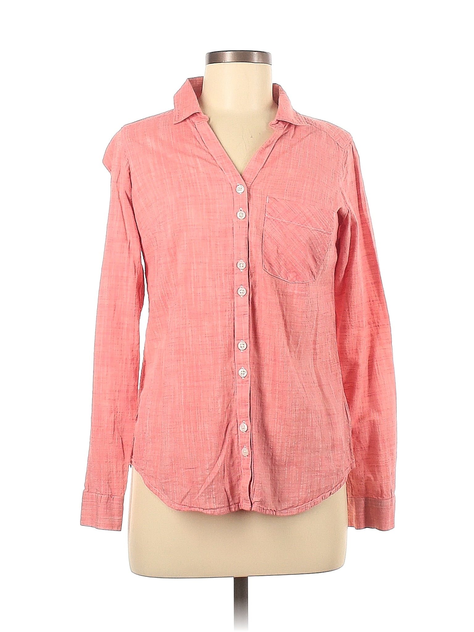 Columbia 100 Cotton Solid Red Orange Long Sleeve Button Down Shirt