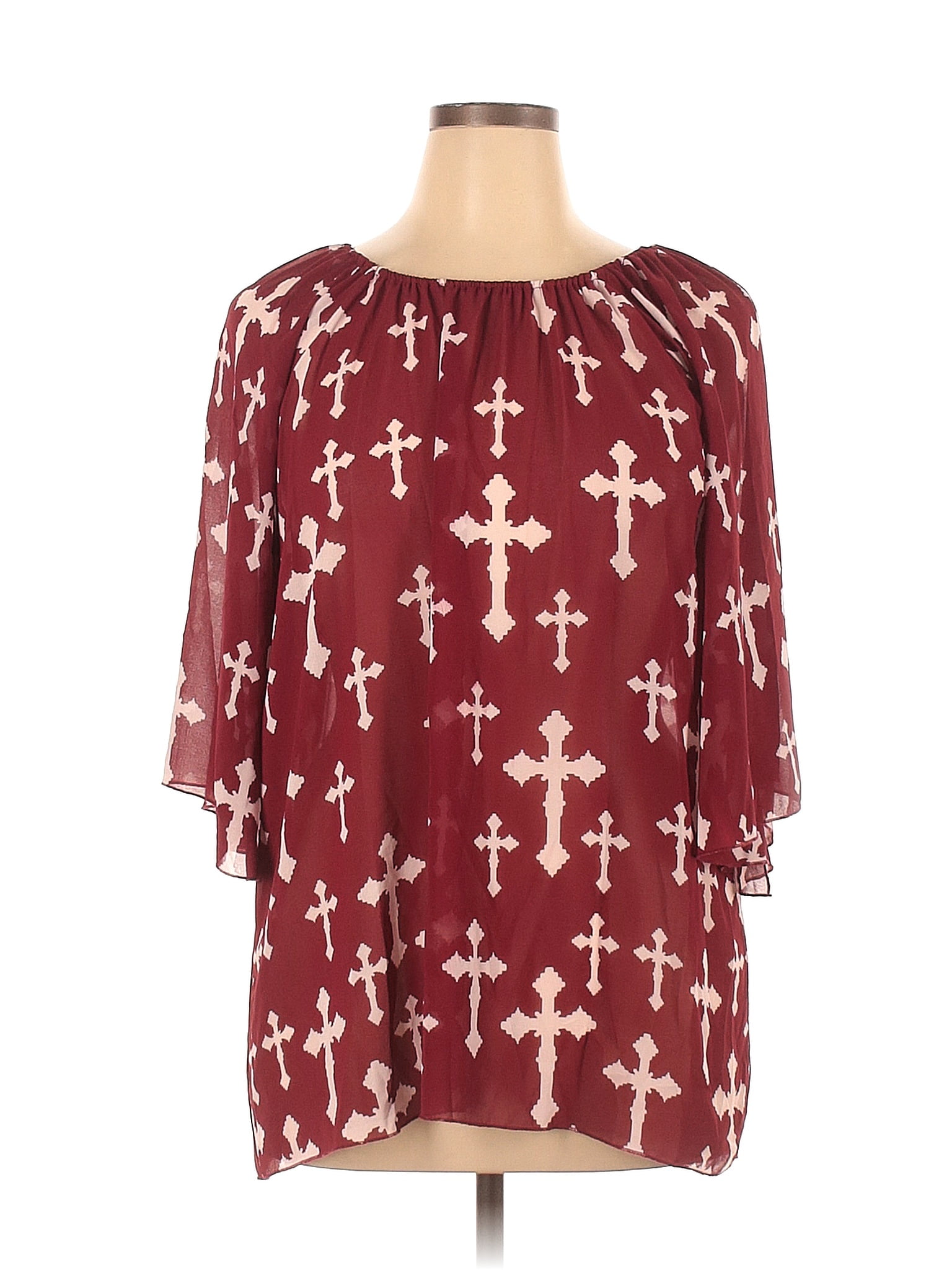 Cowgirl Burgundy Long Sleeve Blouse Size 1x Plus 52 Off Thredup