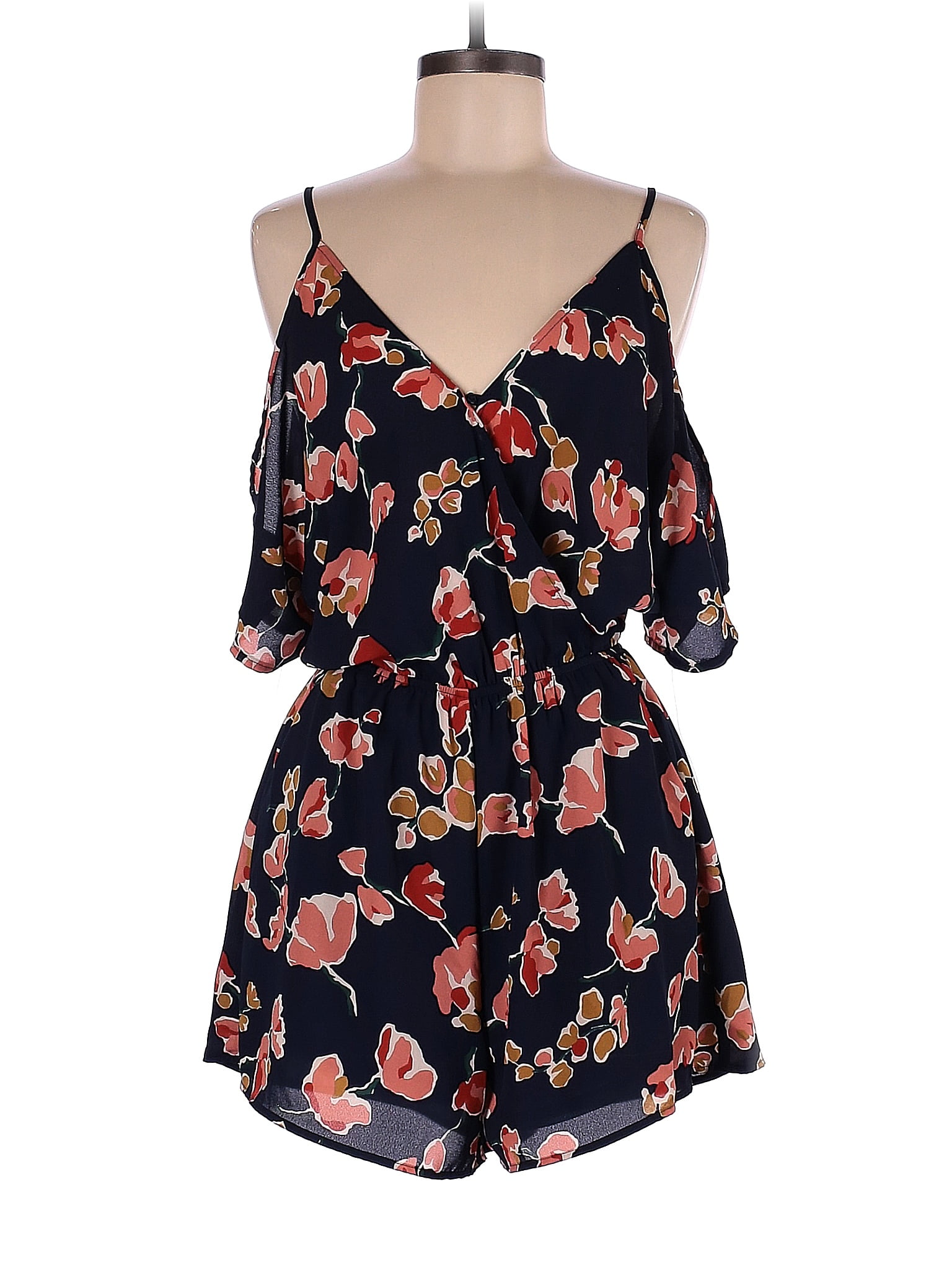 ASTR The Label 100% Polyester Floral Blue Romper Size M - 74% off | thredUP