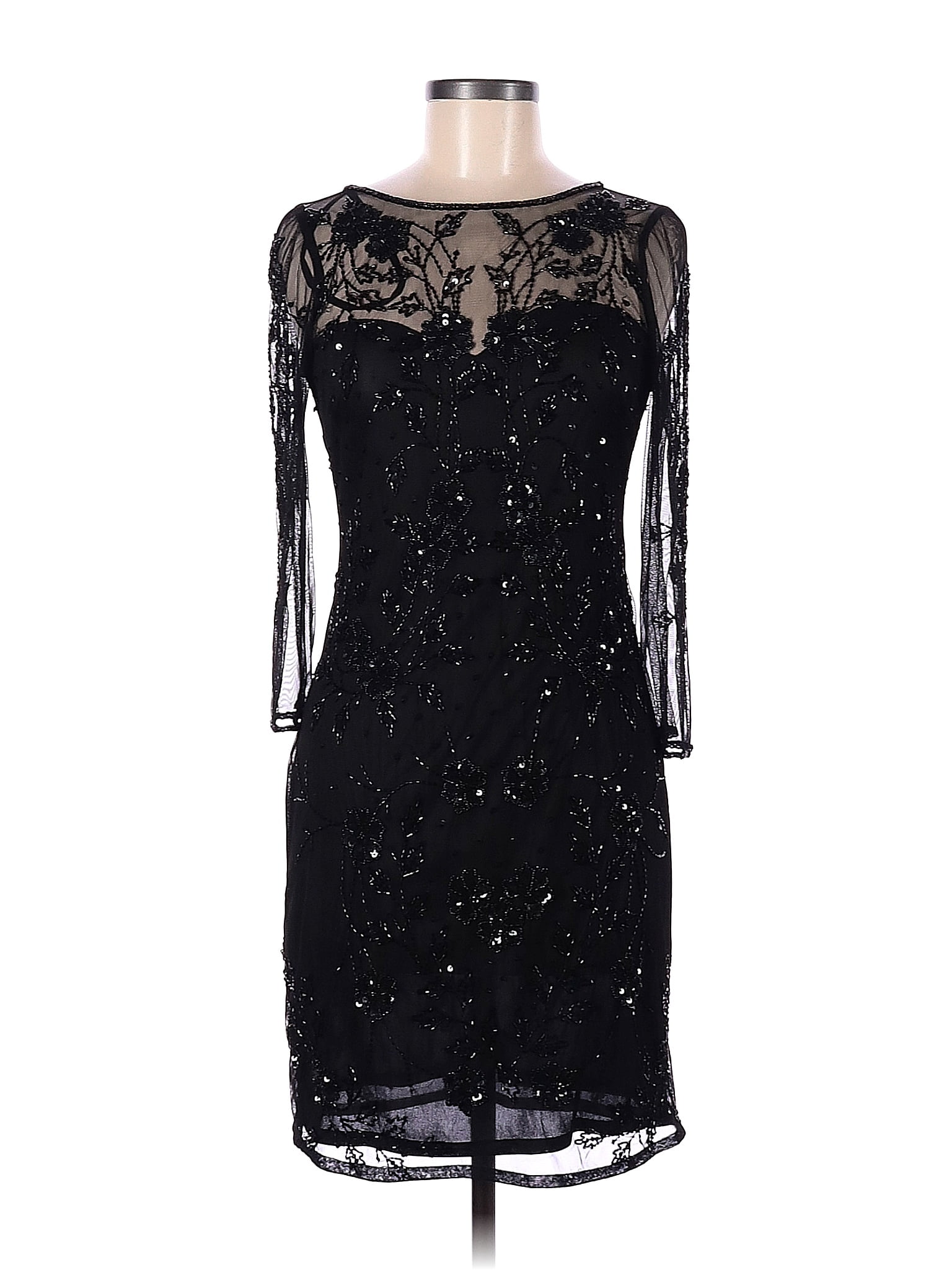 Patra 100% Polyester Solid Black Cocktail Dress Size 6 (Petite) - 77% ...