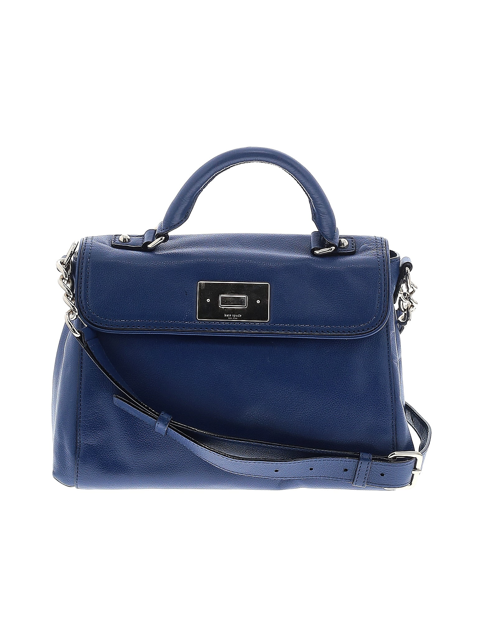Kate Spade New York 100% Leather Solid Blue Leather Satchel One Size ...