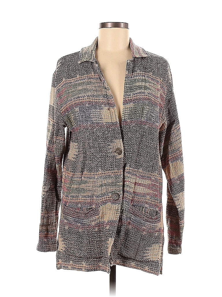 Chico's Design 100% Cotton Stripes Aztec Or Tribal Print Tan Jacket ...
