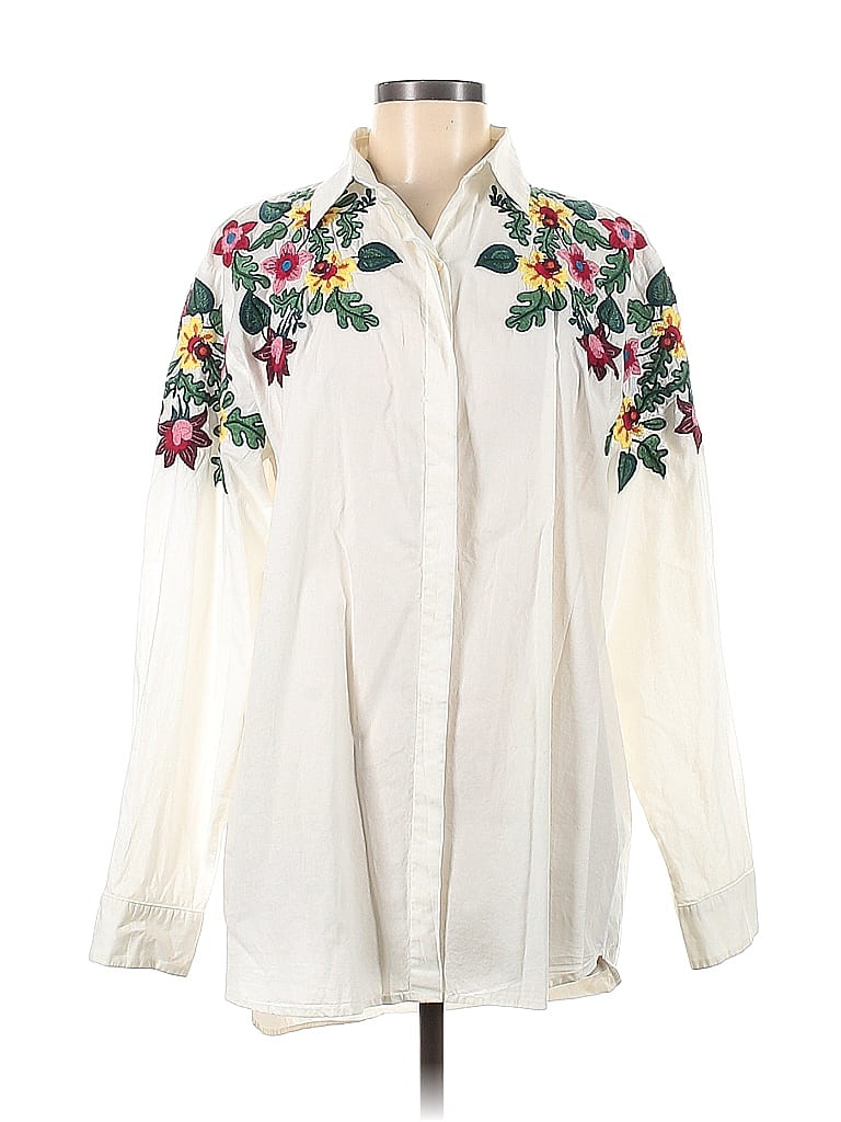 Zara 100% Cotton Ivory Long Sleeve Button-Down Shirt Size M - 44% off | ThredUp