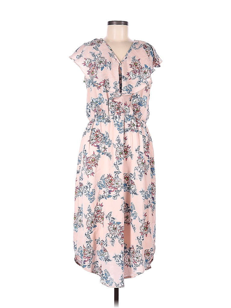 Bobeau 100 Polyester Floral Tan Casual Dress Size M 60 Off Thredup