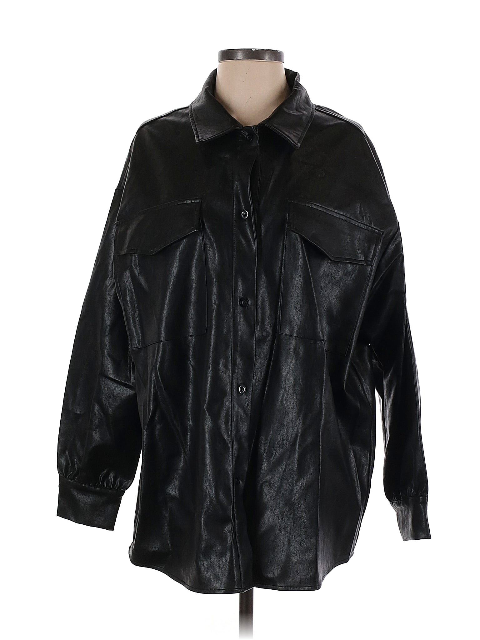 Assorted Brands Solid Black Faux Leather Jacket Size Sm - Med - 50% off ...