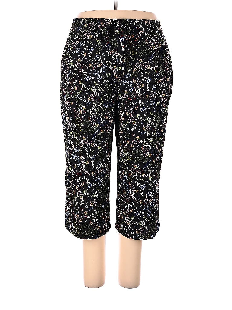 DR2 100% Polyester Floral Multi Color Black Casual Pants Size 3X (Plus ...