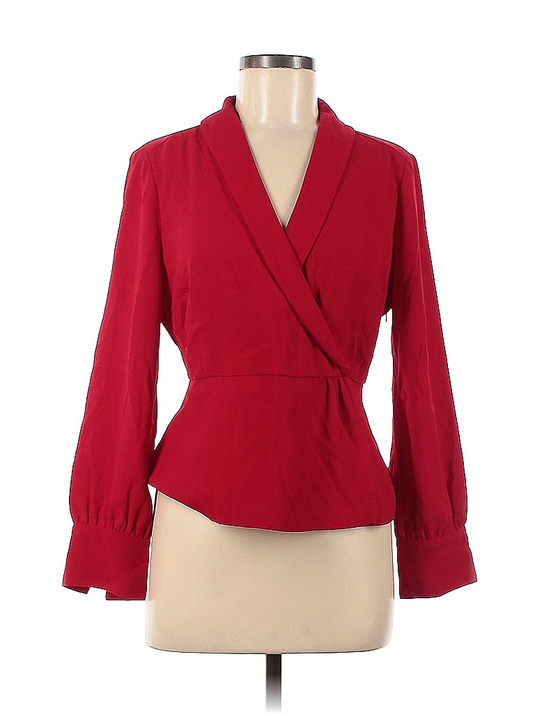 J.Crew 100% Polyester Solid Red Long Sleeve Blouse Size 6 - 69% off ...