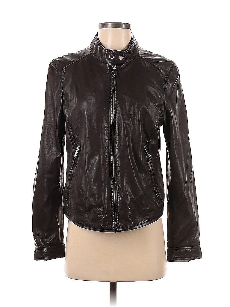 DKNY 100% Polyester Solid Brown Black Jacket Size M (Petite) - 80% off | thredUP