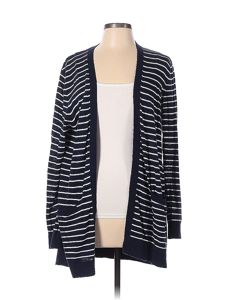 J.Crew Factory Store 100% Cotton Color Block Stripes Blue Cardigan Size ...