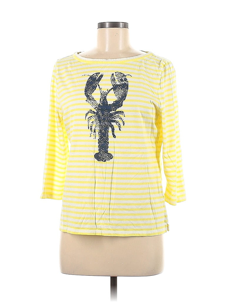 Talbots Outlet 100% Cotton Stripes Yellow Long Sleeve Top Size M - 48% ...