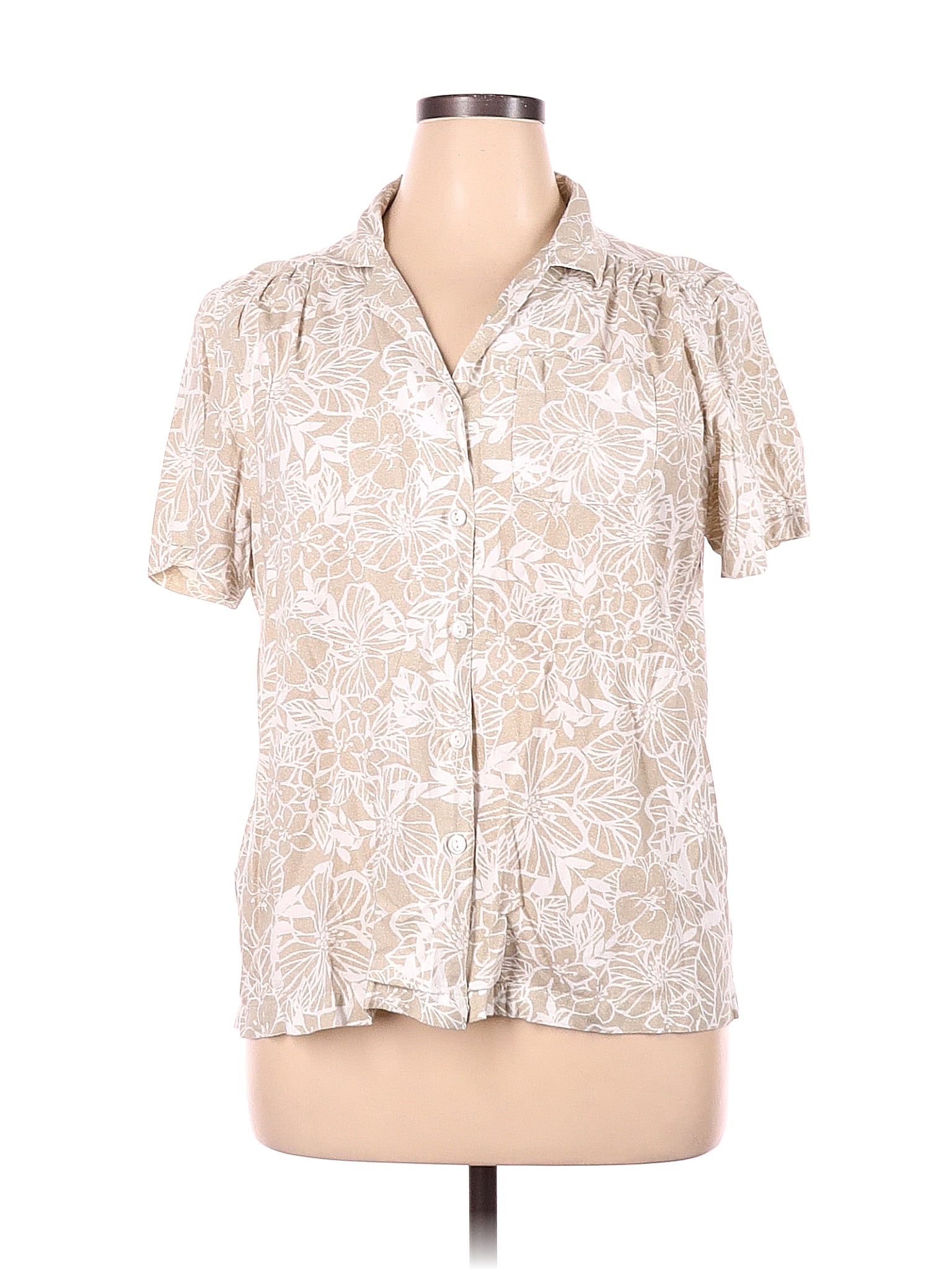 Cathy Daniels Tropical Tan Short Sleeve Button-Down Shirt Size XL - 57% ...