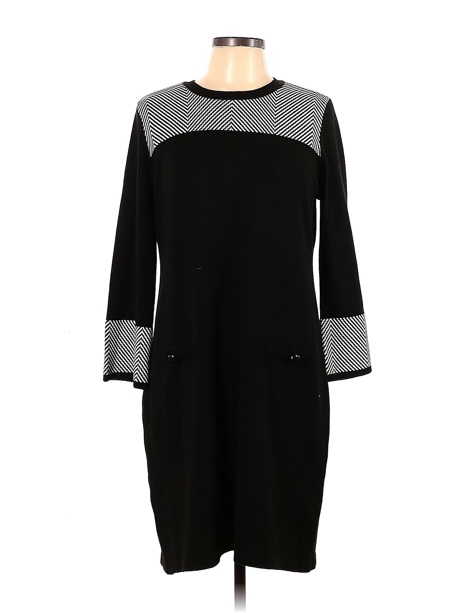 Eliza J Color Block Black Casual Dress Size L 78 Off Thredup