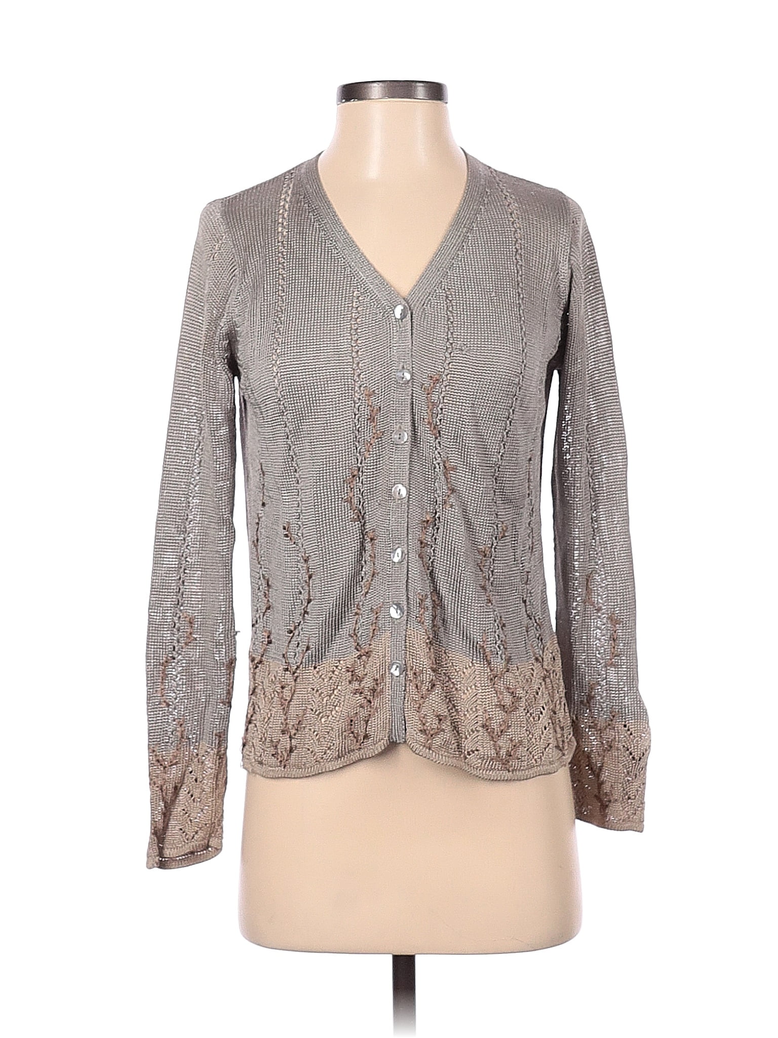 Sigrid Olsen 100% Rayon Color Block Gray Cardigan Size S - 81% off | thredUP