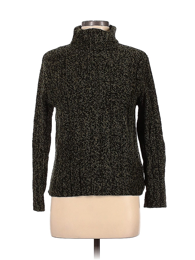 North Crest 100% Acrylic Color Block Green Turtleneck Sweater Size M ...
