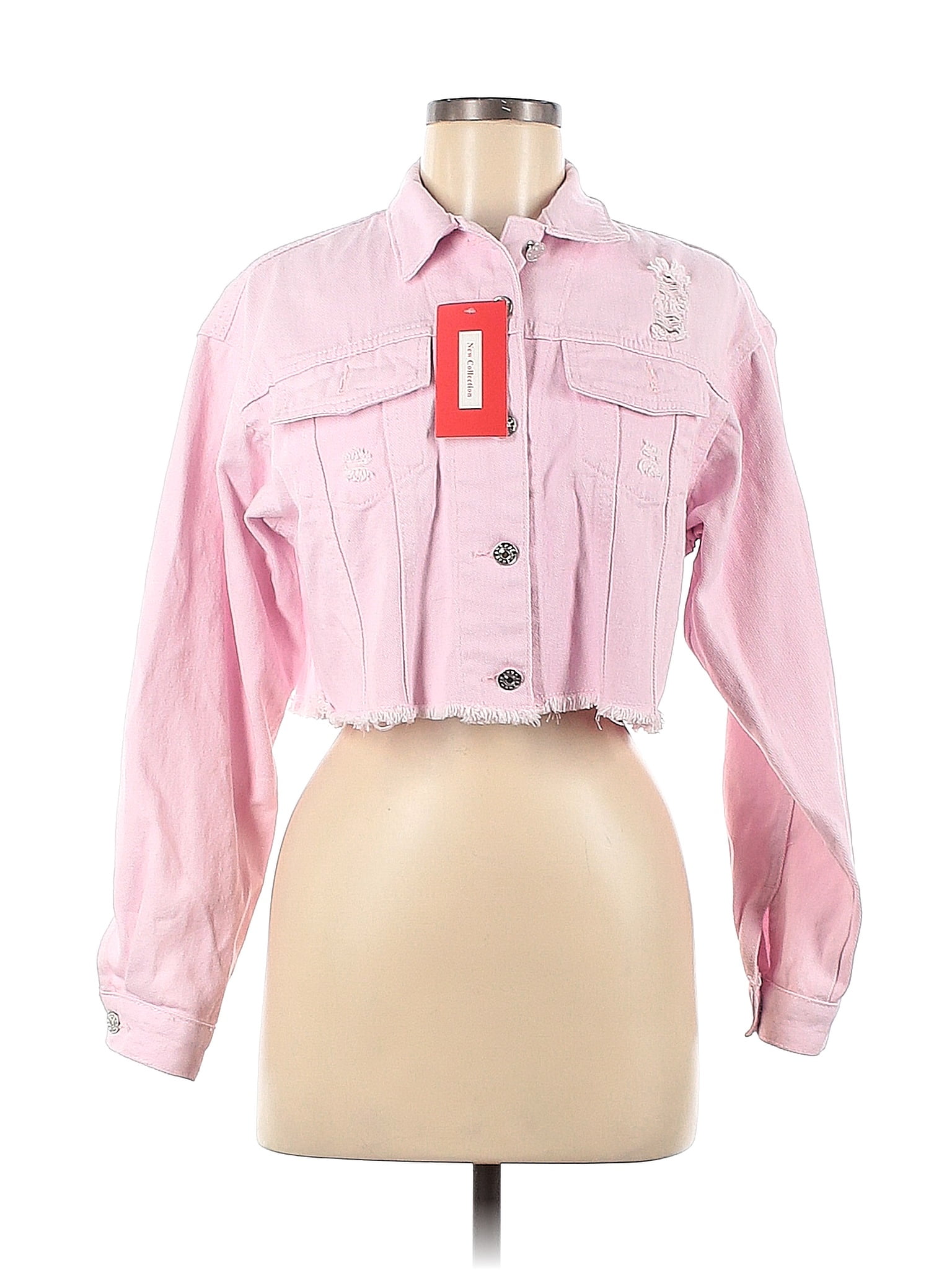 New Collection Pink Denim Jacket Size M - 79% off | ThredUp