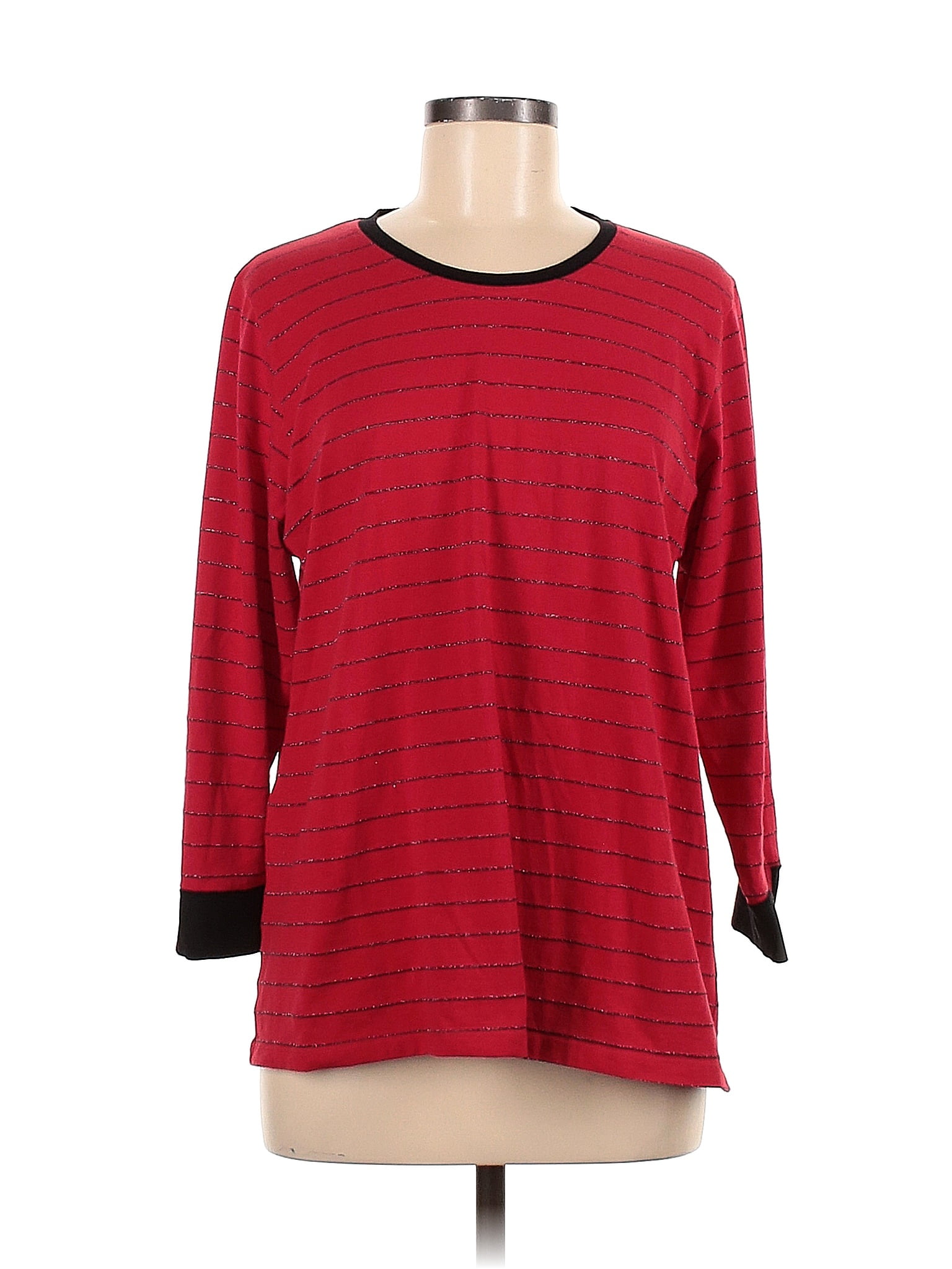 Allison Daley Color Block Stripes Red Long Sleeve T-Shirt Size L - 42% ...