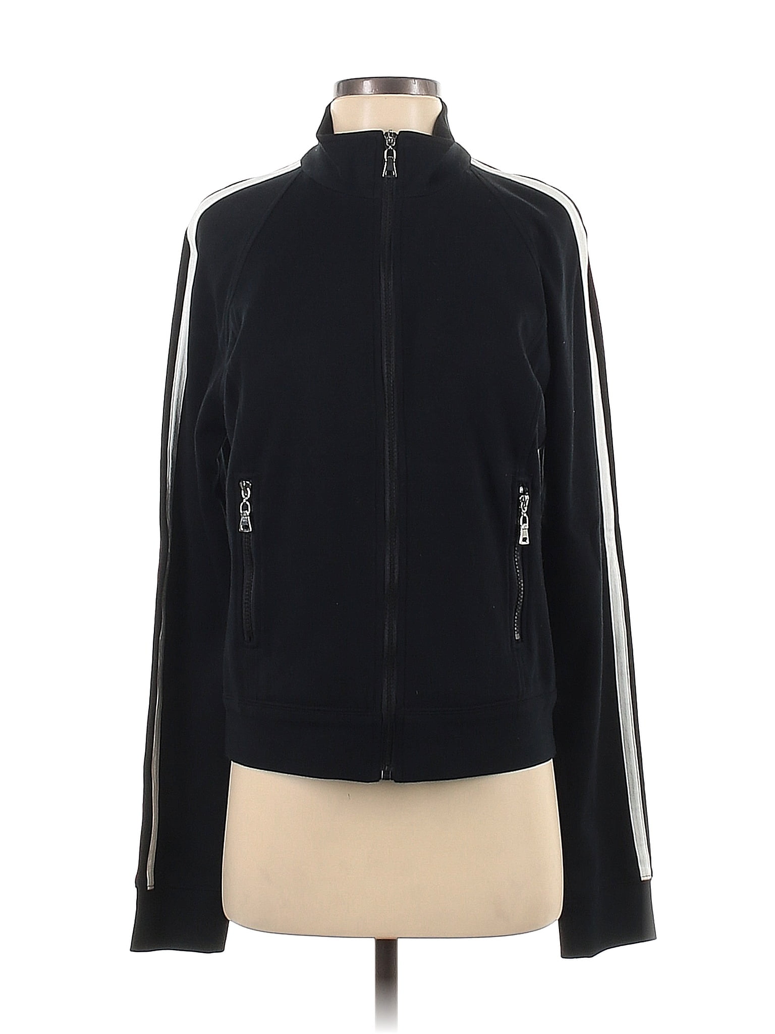 Long Elegant Legs 100% Cotton Stripes Black Track Jacket Size S - 84% ...