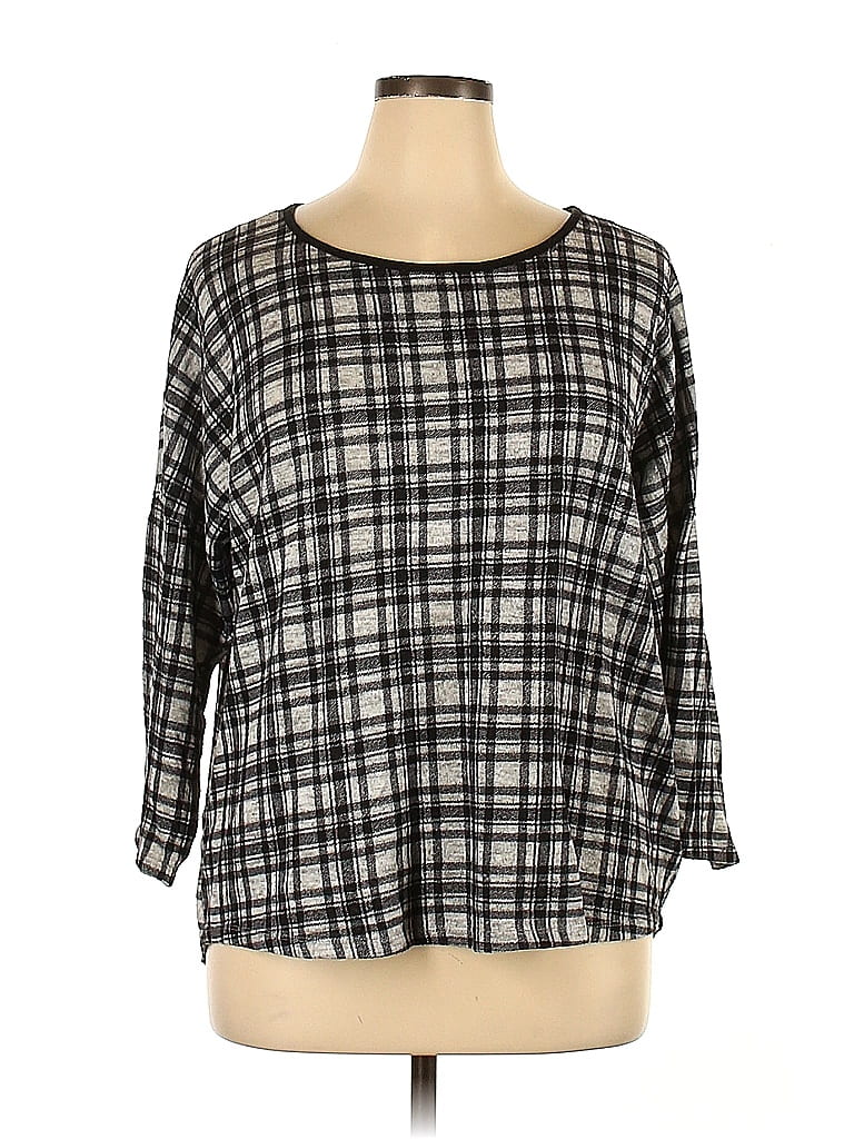 DressBarn Sunday Gray Black Long Sleeve Top Size XL - 71% off | ThredUp