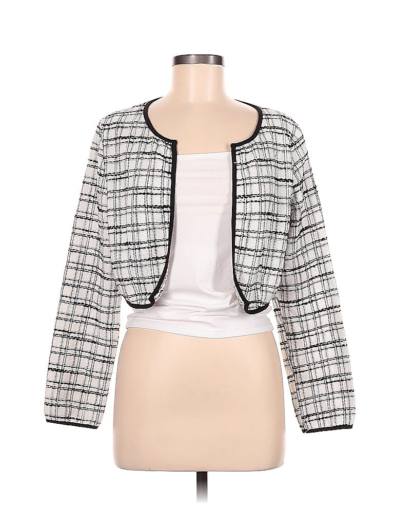Shein 100% Polyester Plaid Ivory Jacket Size M - 55% off | thredUP