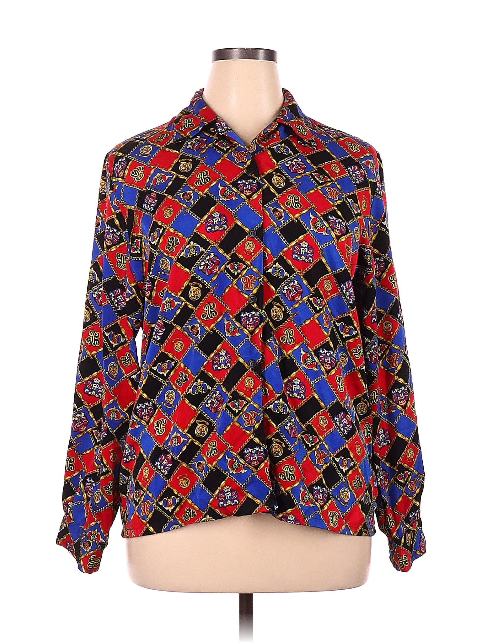 Pendleton 100 Polyester Checkered Gingham Multi Color Red Long Sleeve