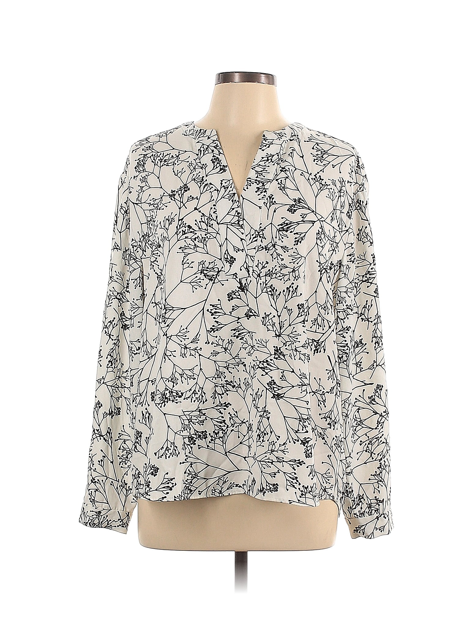 Alfani 100% Polyester Floral White Long Sleeve Blouse Size L - 74% off ...