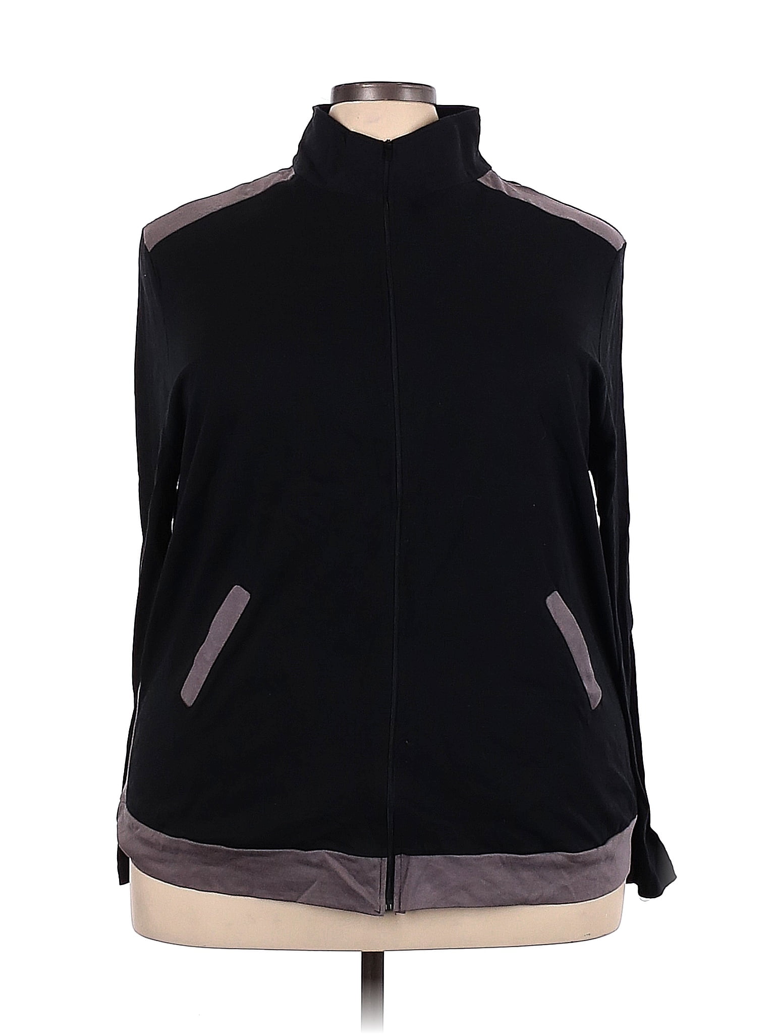 CW Classics 100% Cotton Color Block Solid Black Track Jacket Size 3X ...