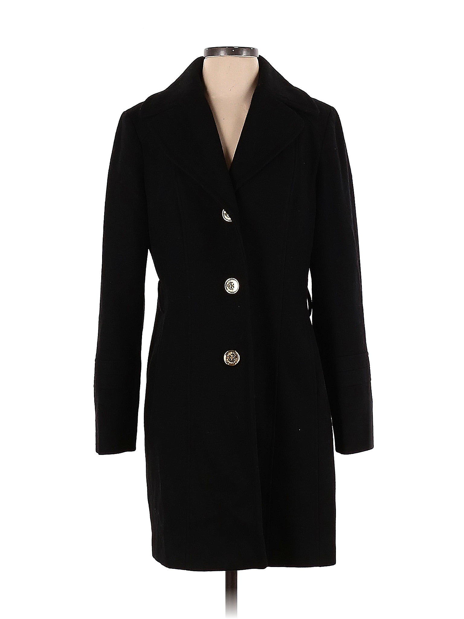 Michael Michael Kors Solid Black Wool Coat Size M 72 Off Thredup