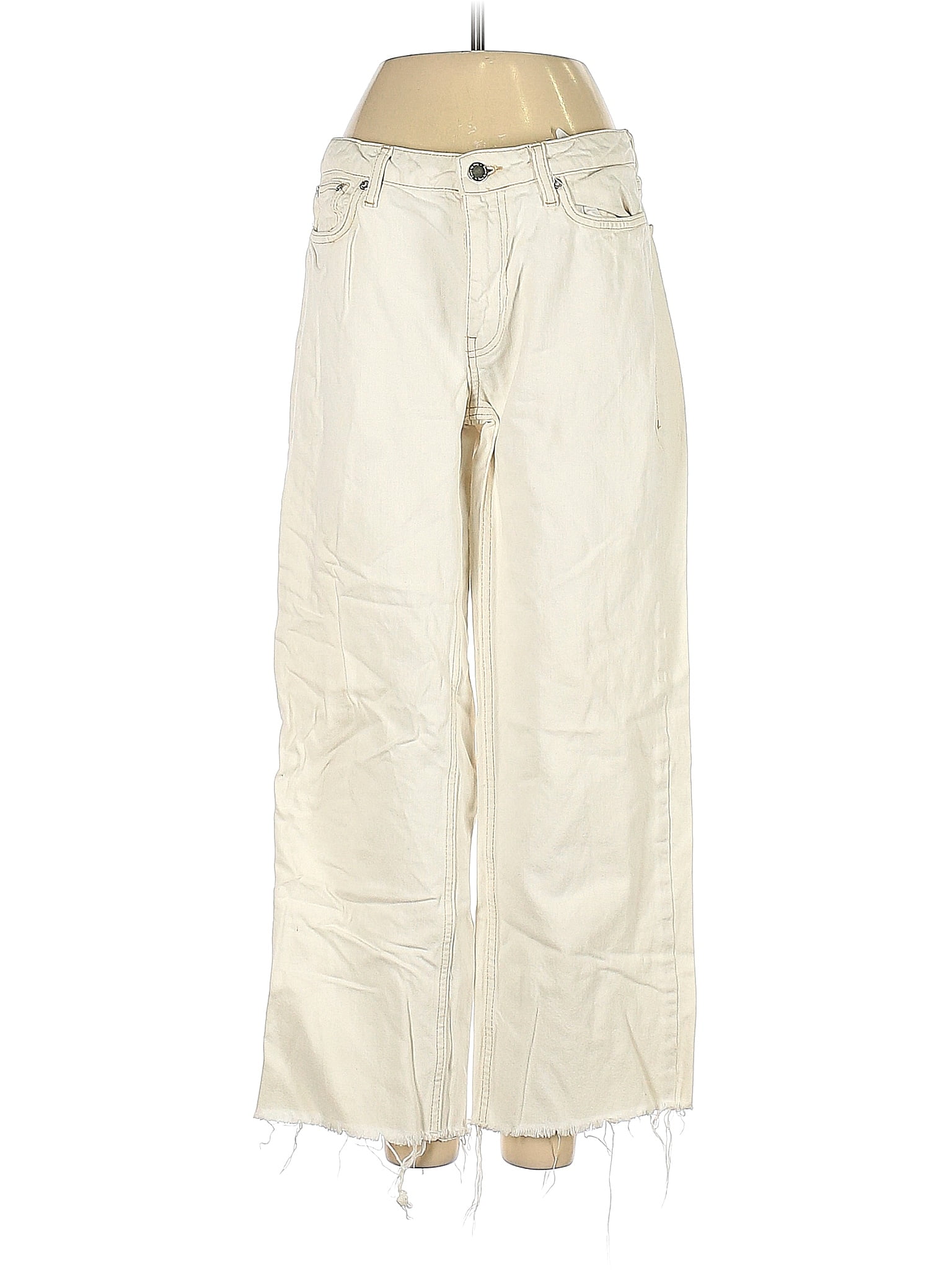 MNG 100% Cotton Solid Ivory White Jeans Size 4 - 44% off | thredUP