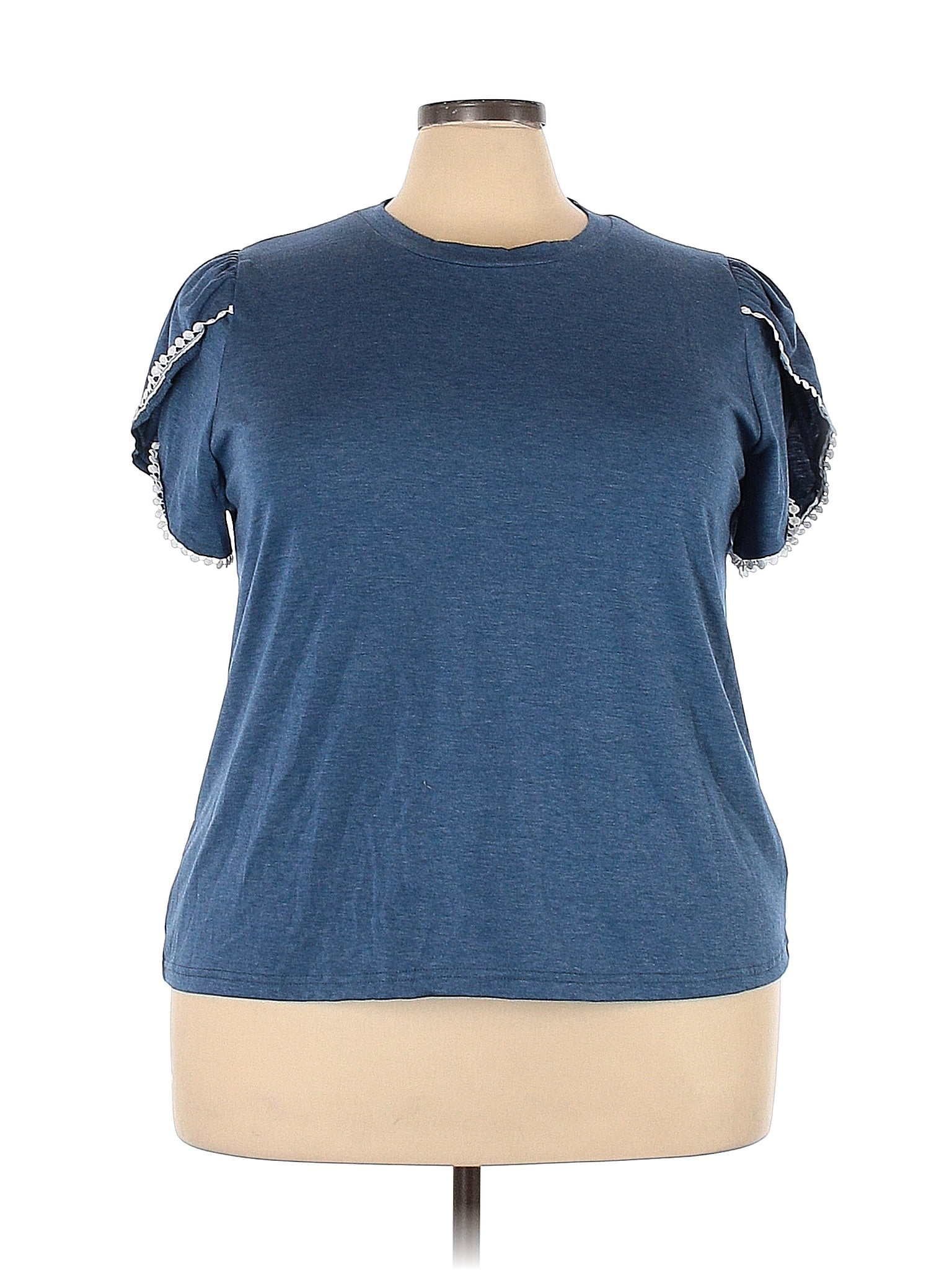 Shein Blue Short Sleeve Blouse Size 3x Plus 41 Off Thredup