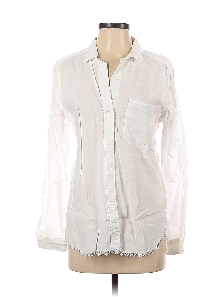 Cloth & Stone 100% Tencel Solid White Ivory Long Sleeve Blouse Size S ...