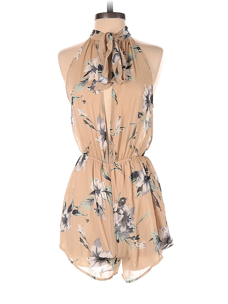 TOBI 100% Polyester Floral Tan Romper Size M - 76% off | thredUP
