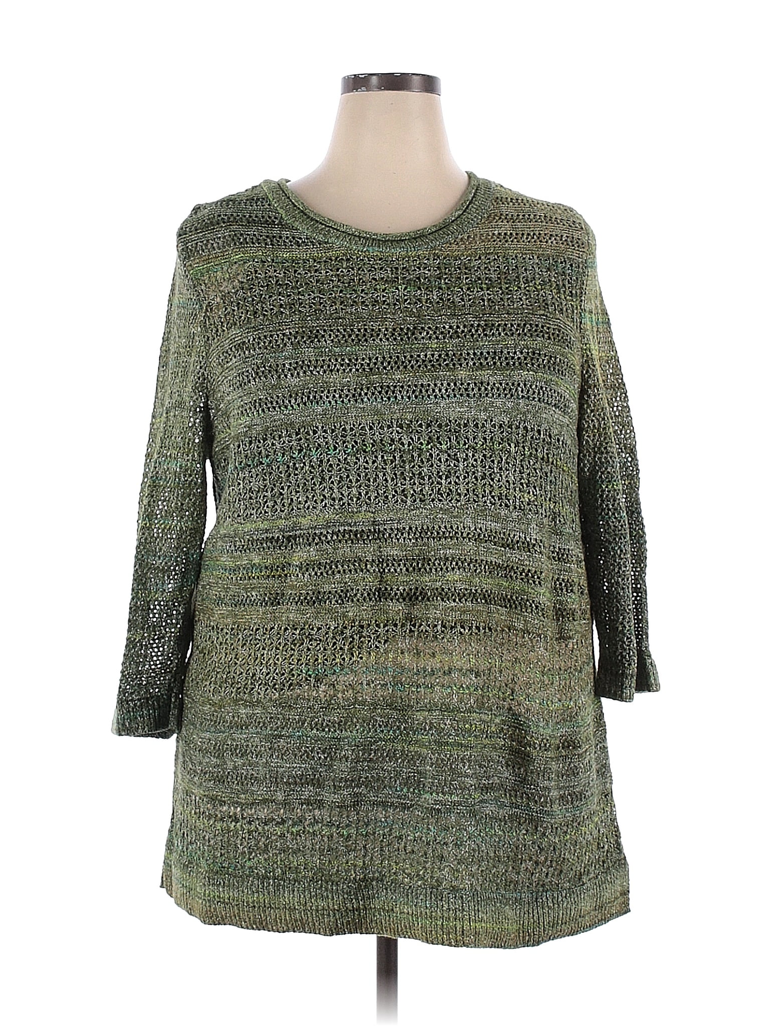 Cj Banks Color Block Green Pullover Sweater Size 2X (Plus) - 72% off ...