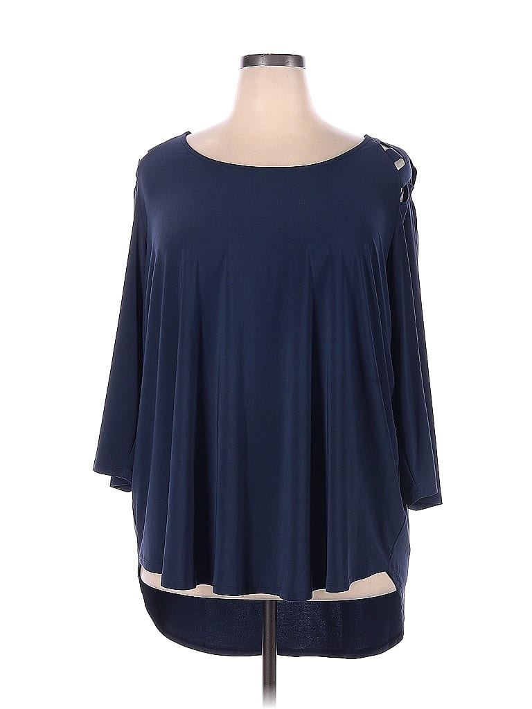 Cato Solid Navy Blue Long Sleeve Top Size 26 (Plus) - 41% off | thredUP